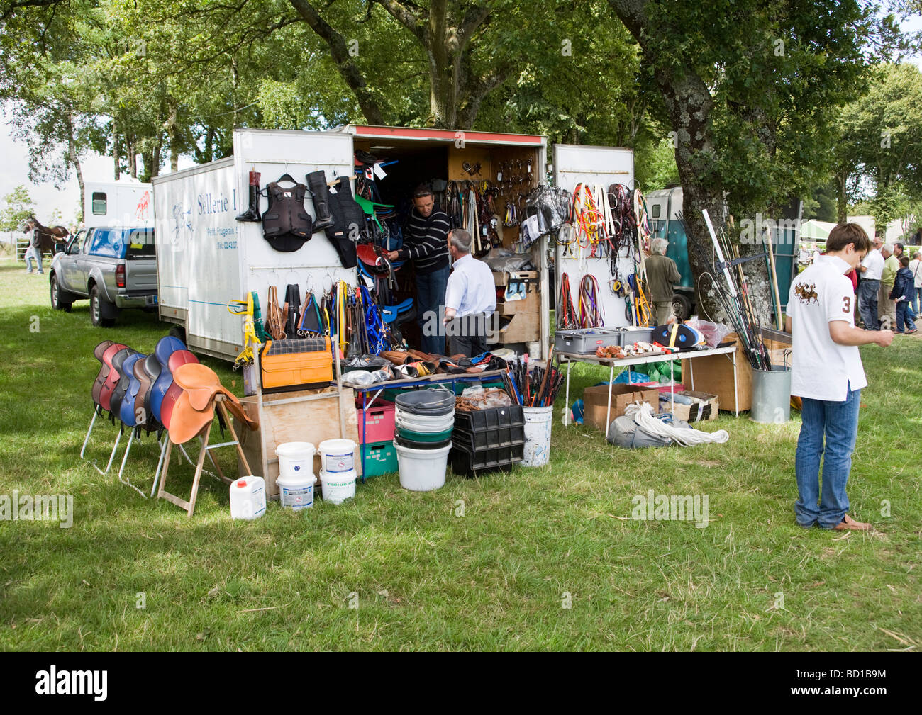 Mobile horse tack vehicle Corlay races Brittany Stock Photo - Alamy