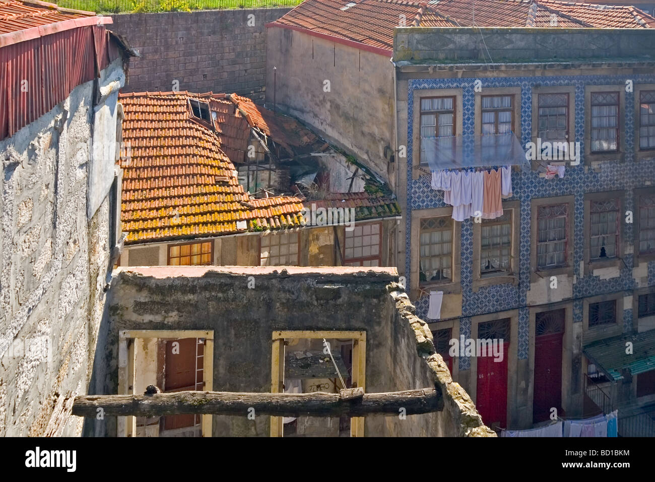 poor destroyed houses Porto Portugal aerial view Stock Photo - Alamy