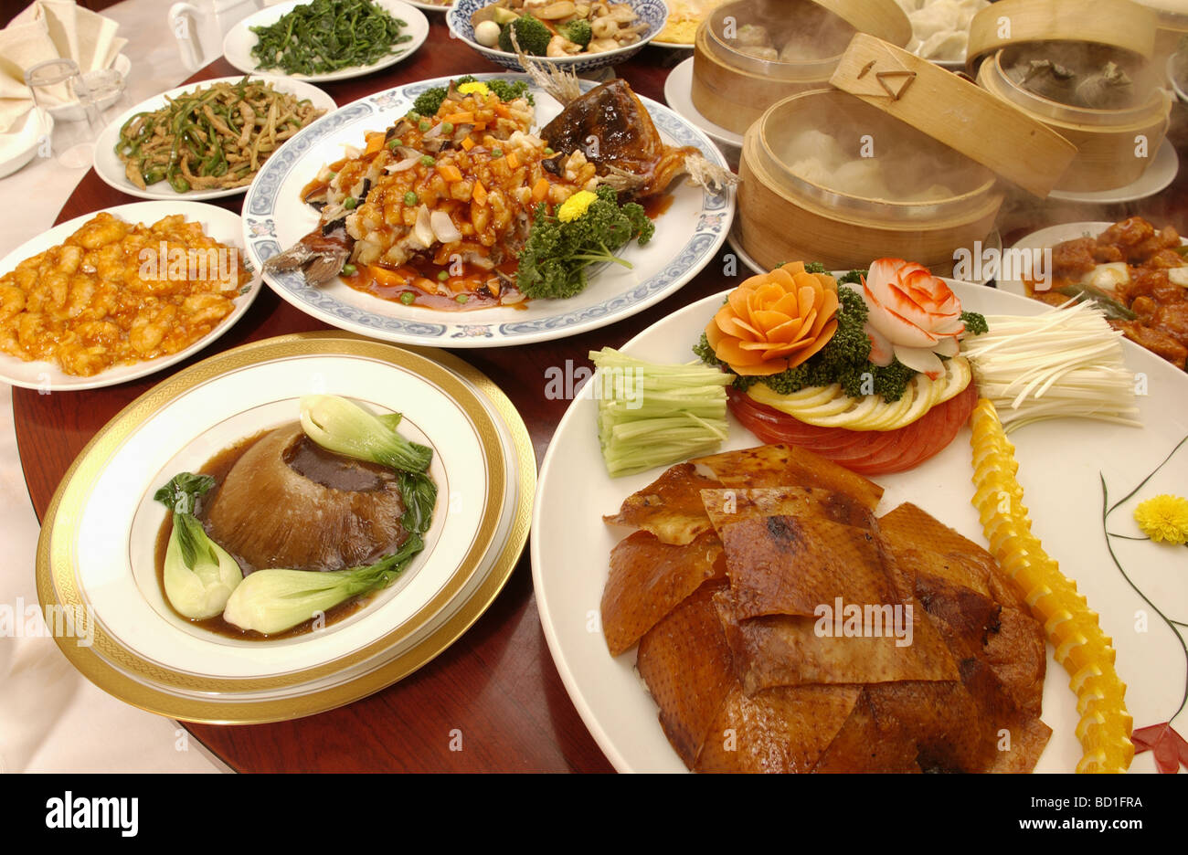 Chinese dishes on table close up Stock Photo - Alamy