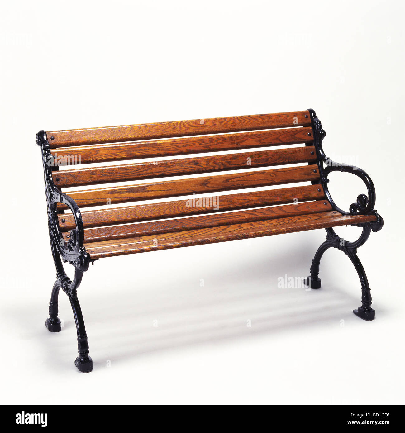 Wooden bench white background Stock Photo - Alamy