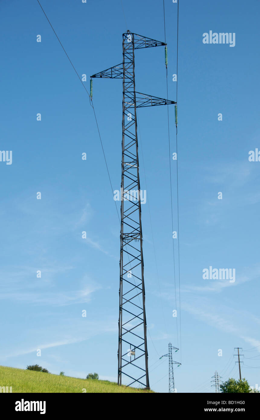 pylons of high-voltage lines Stock Photo - Alamy
