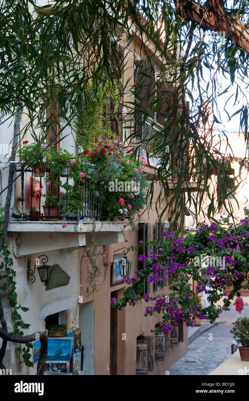 Typical Mediterranean building with balconies Chania Crete Greece Stock ...