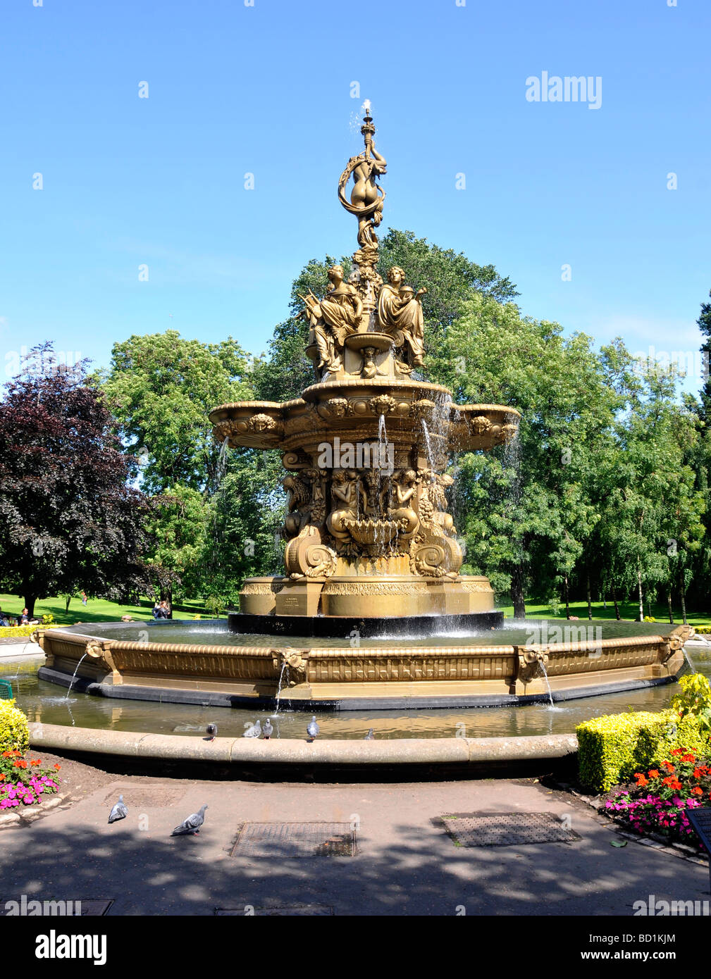 edinburgh scotlands capital city uk view from princess park fountain ...