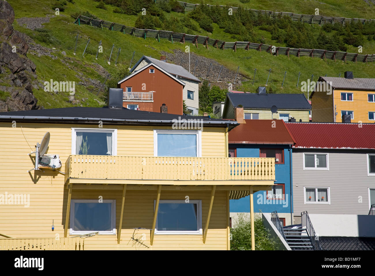 Houses in Honningsvag Port Mageroya Island Finnmark Region Arctic Ocean ...