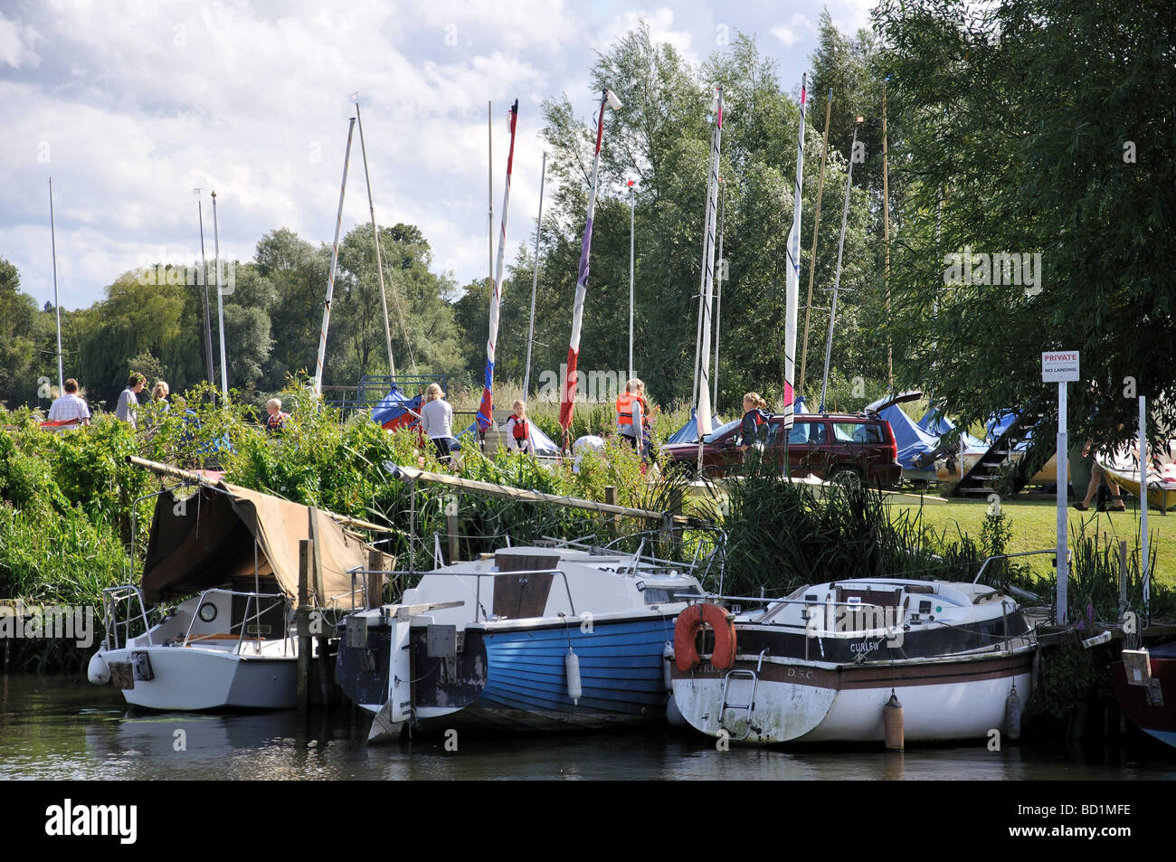 Boating on River Thames at Old Shepperton, Surrey, England, United ...