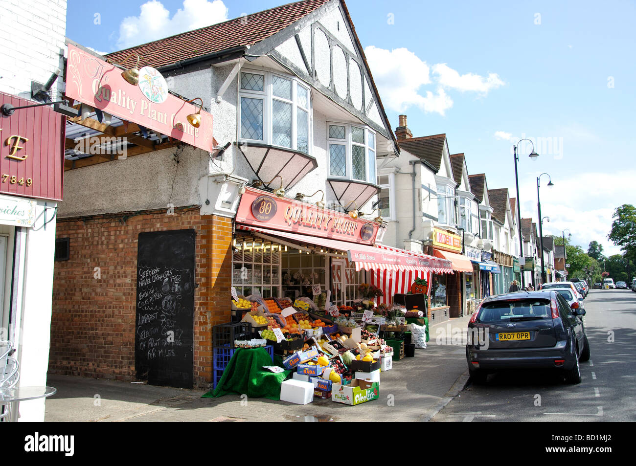 Fruit and vegetable store display, High Street, Shepperton, Surrey ...