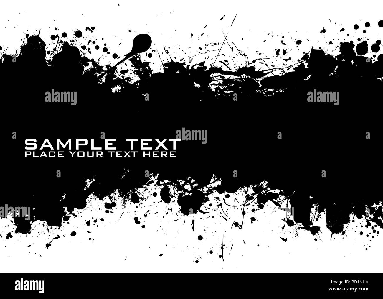 Sample text with black ink background and grunge effect Stock Photo - Alamy