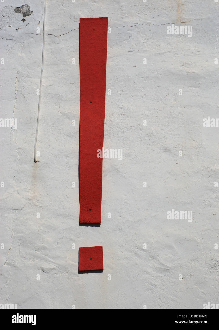 red exclamation mark on a white background Stock Photo - Alamy