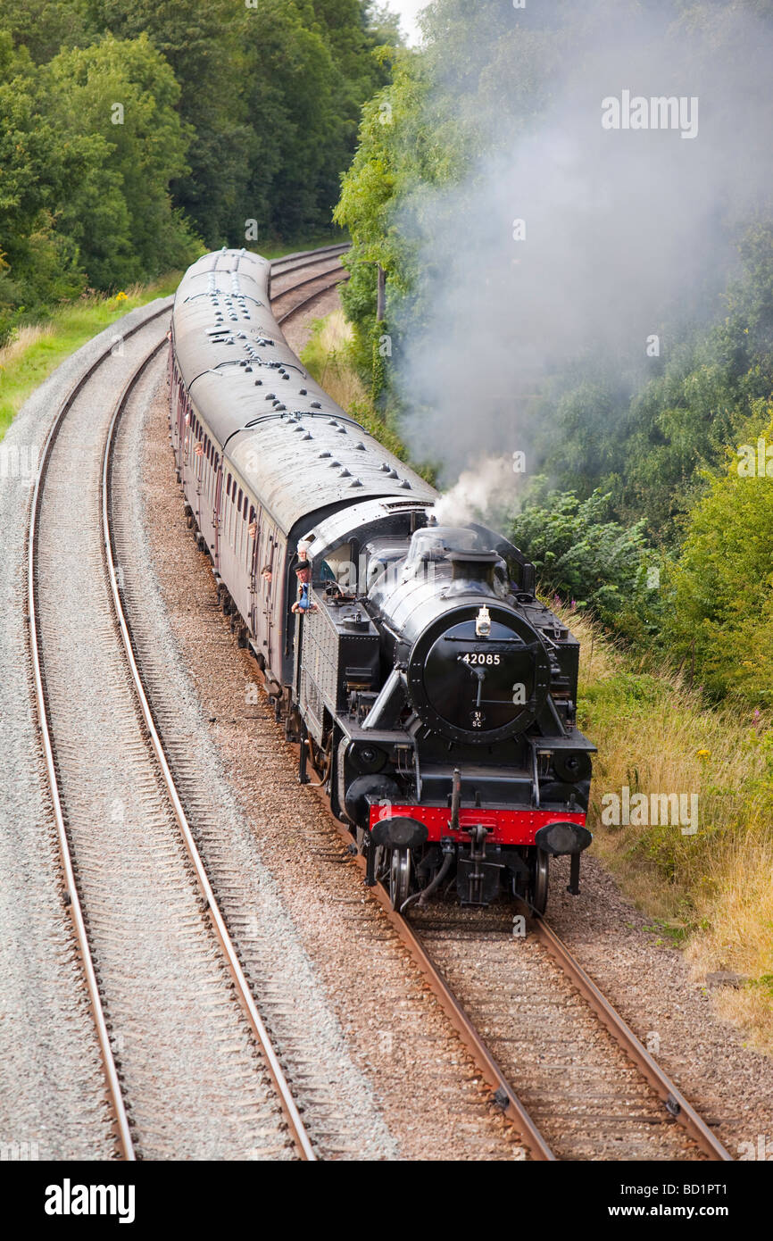 A steam train running on the Quorn railway near Loughborough ...