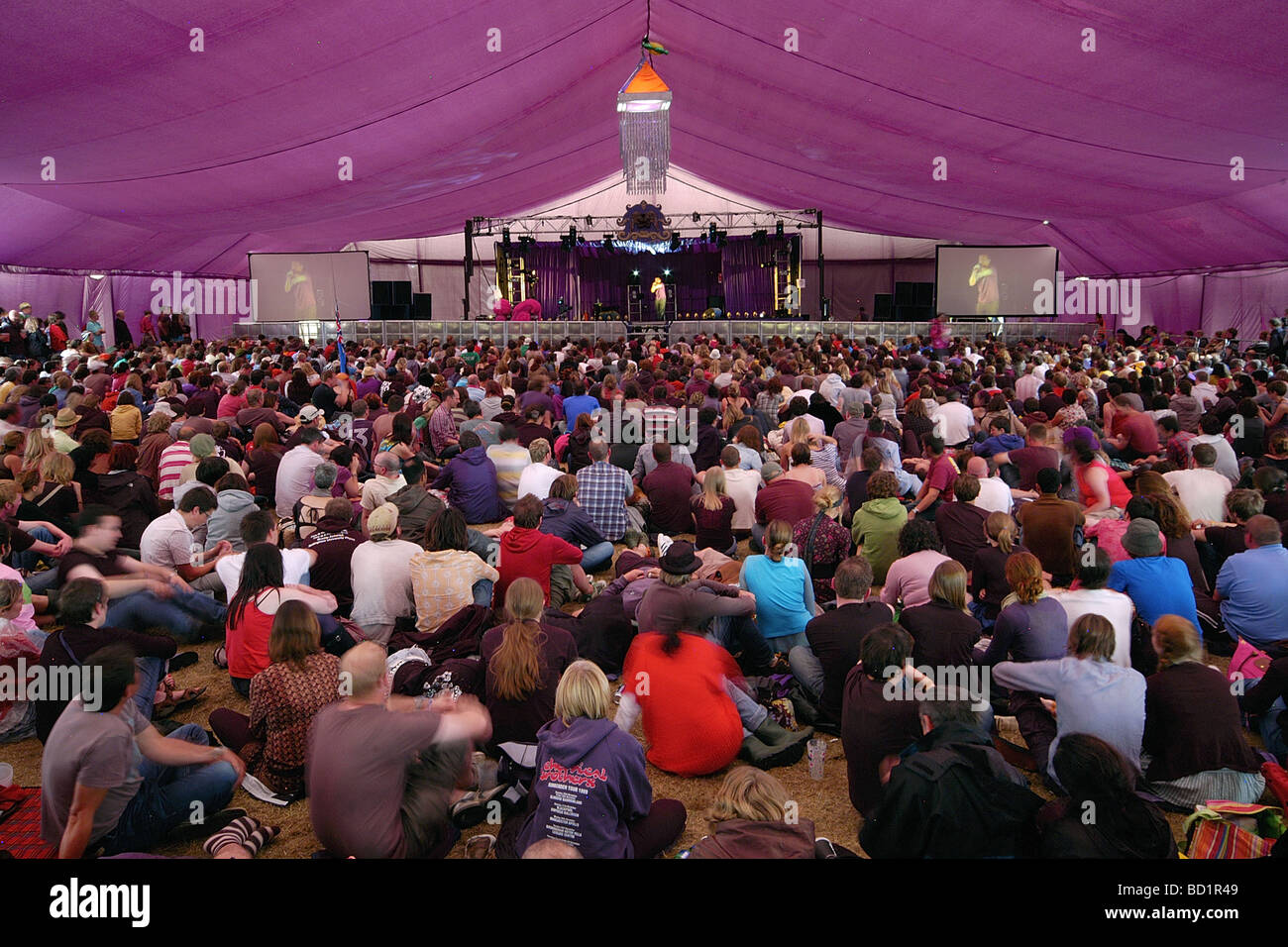 Crowds Gather for Comedy tent, Latitude Music Festival, UK Stock Photo ...