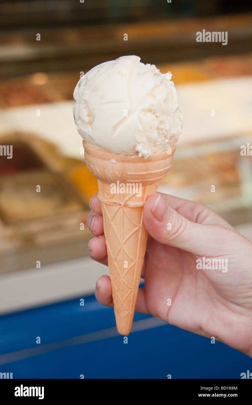Traditional ice cream cone Salcombe Devon England Stock Photo - Alamy