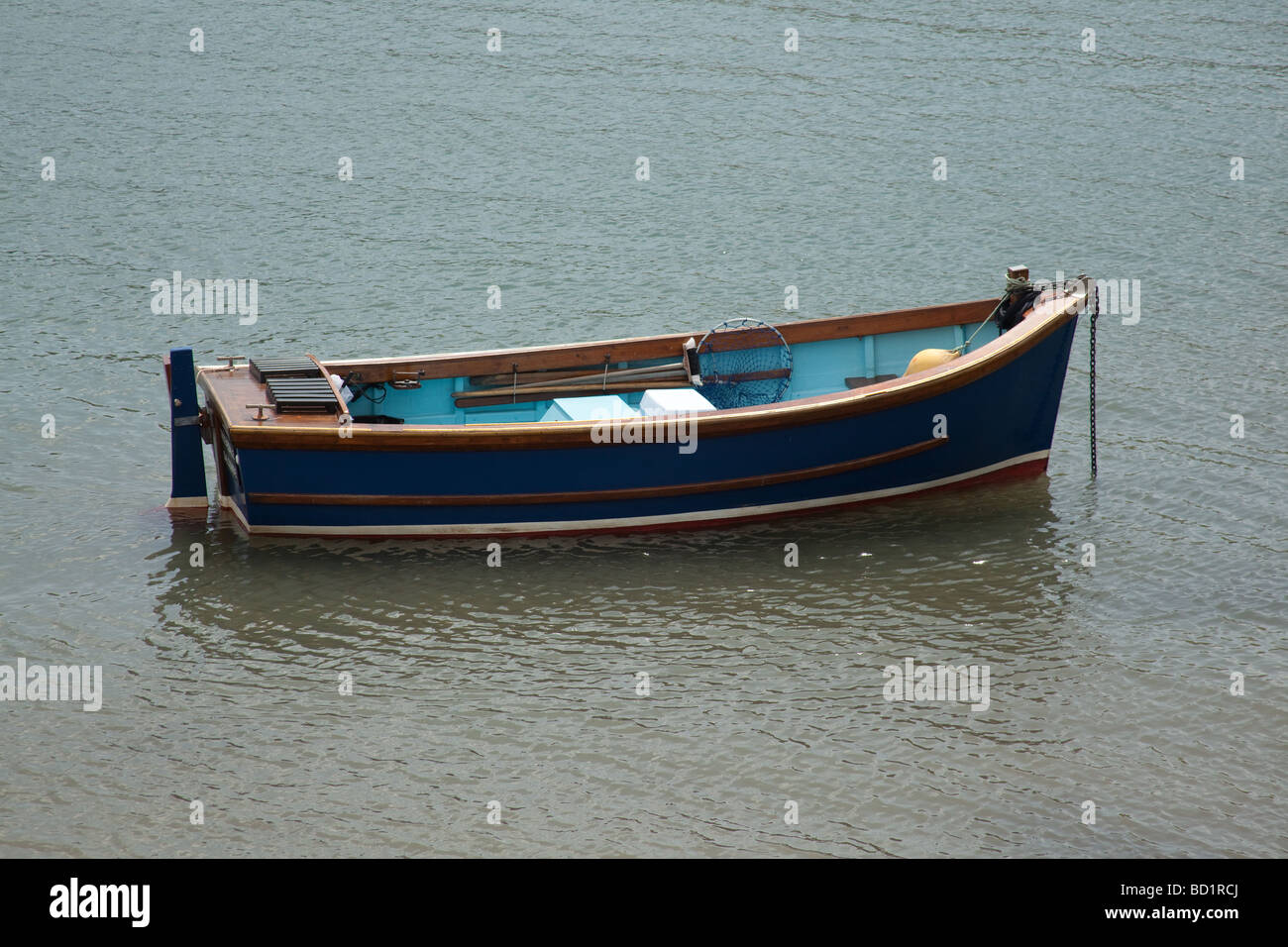 Traditional wooden clinker boat Salcombe Devon England Stock Photo - Alamy