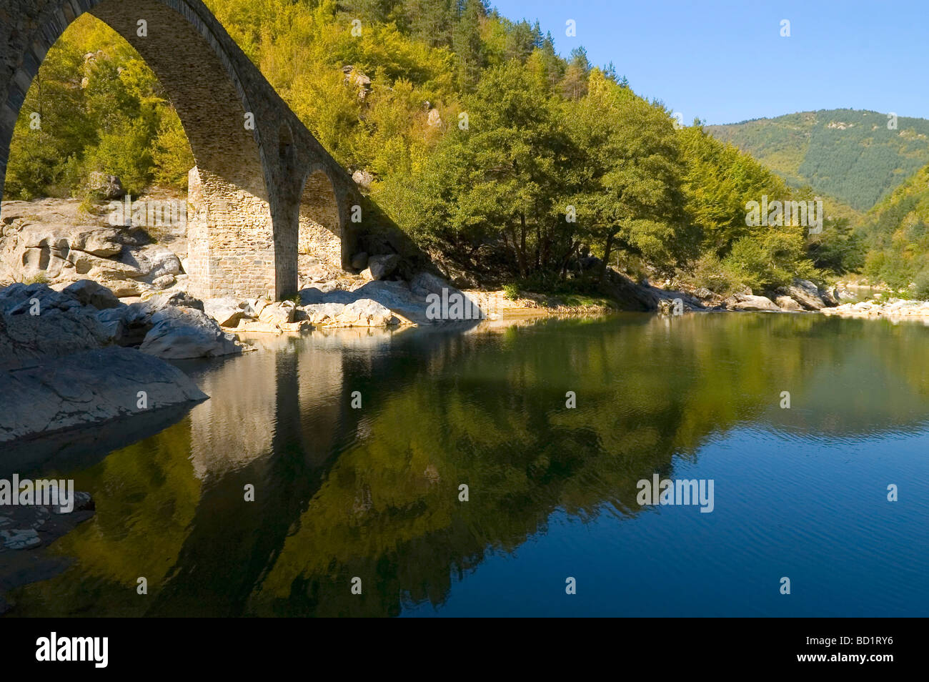 reflection in a lake in the Bulgarian countryside Stock Photo - Alamy