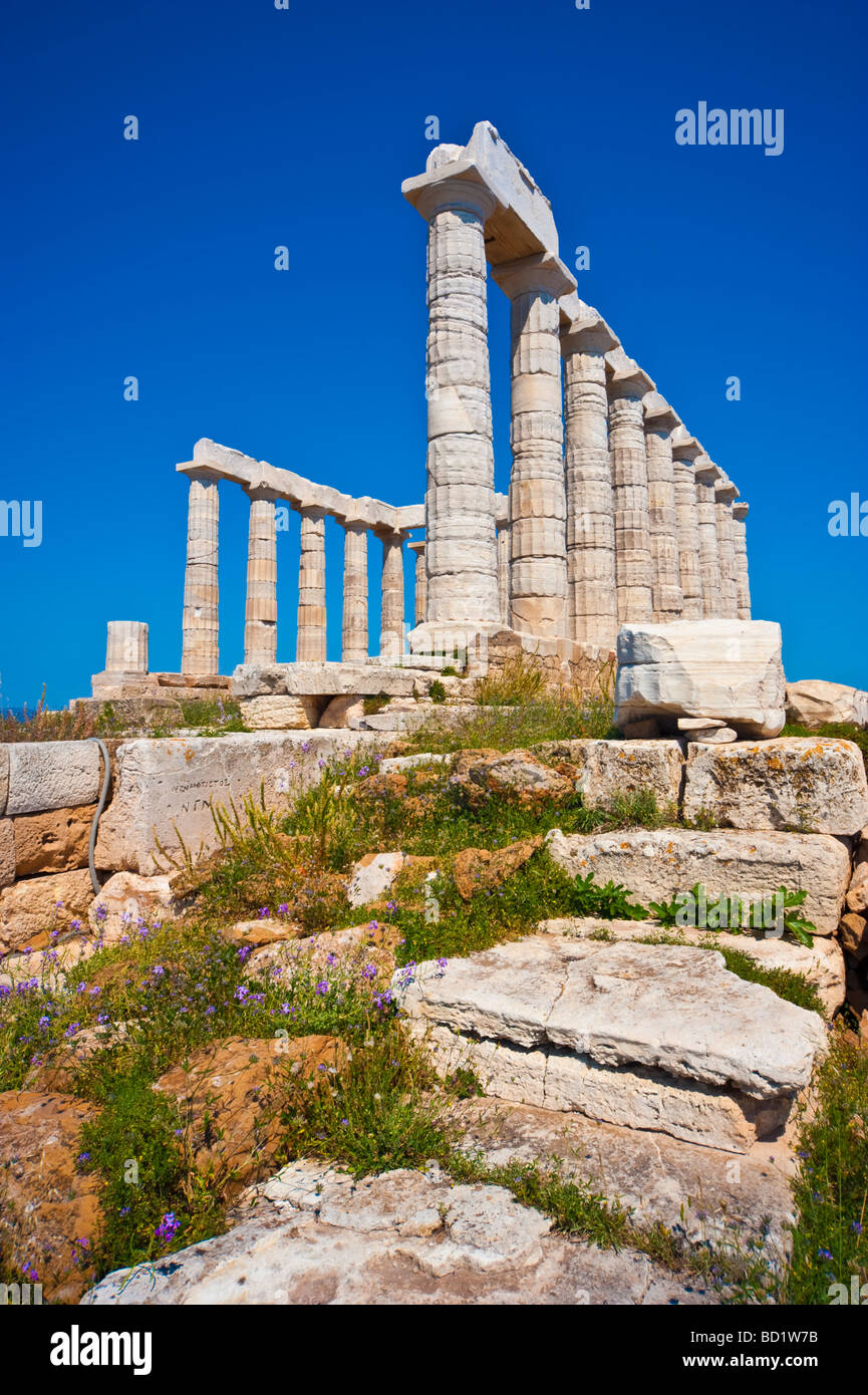 Poseidon temple at cap sounio Greece Stock Photo - Alamy