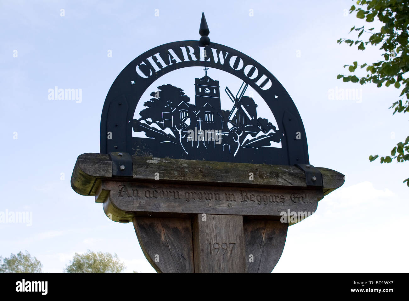The Charlwood village sign, in Surrey Stock Photo - Alamy