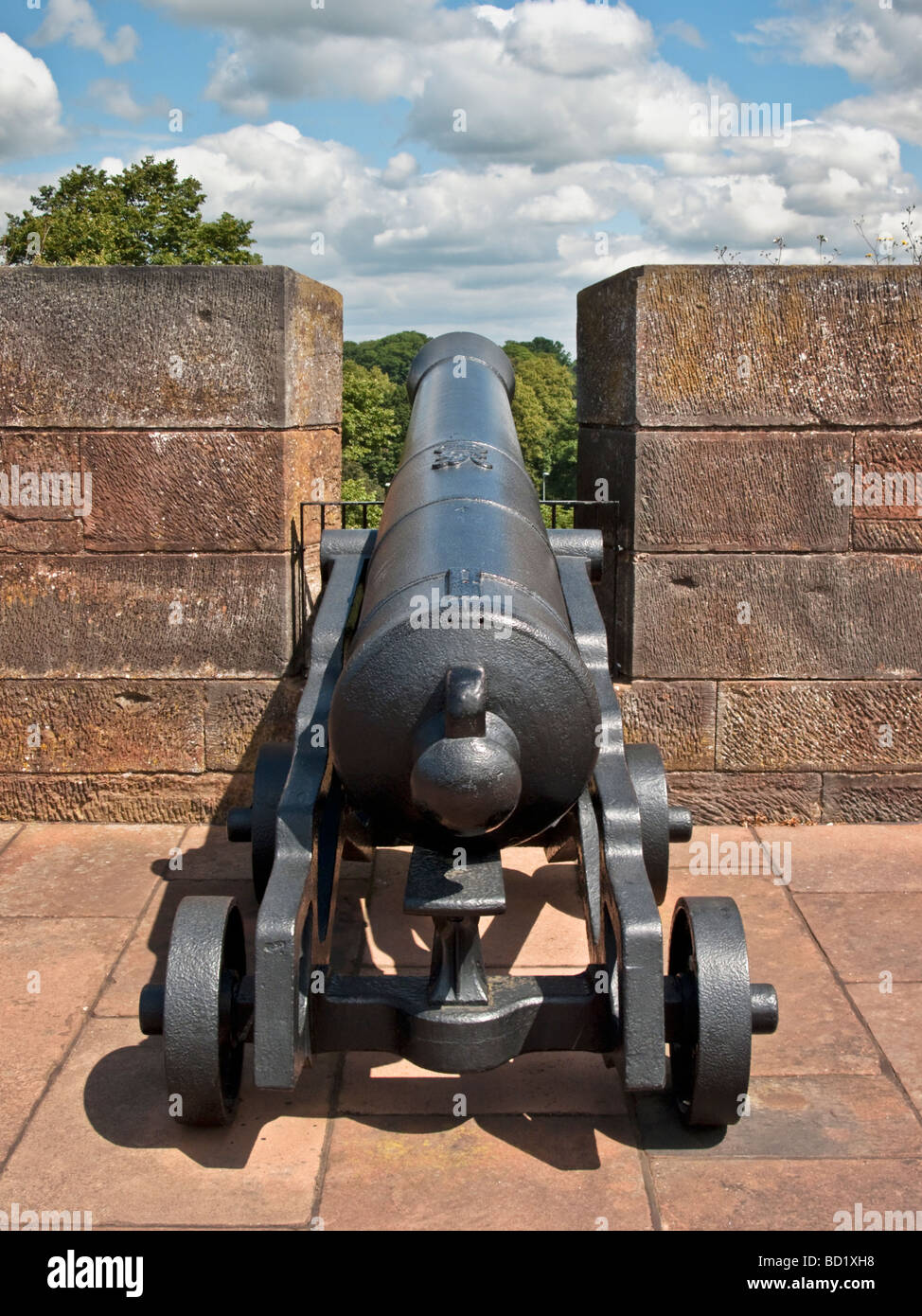 An eighteenth century cannon on the ramparts of Carlisle Castle ...