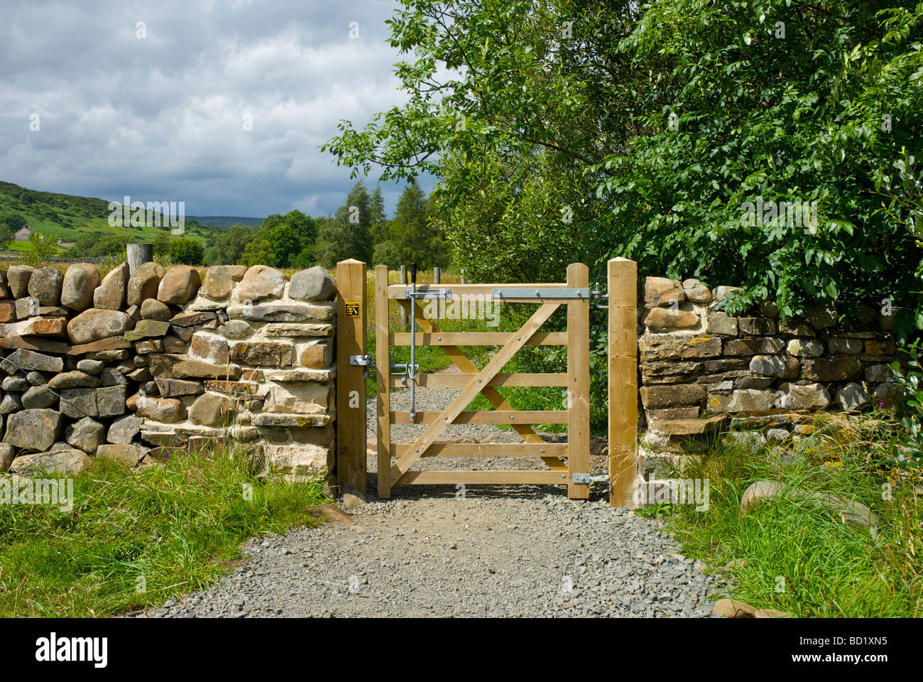 New gate on Pennine Way path in Upper Teesdale, County Durham, England ...
