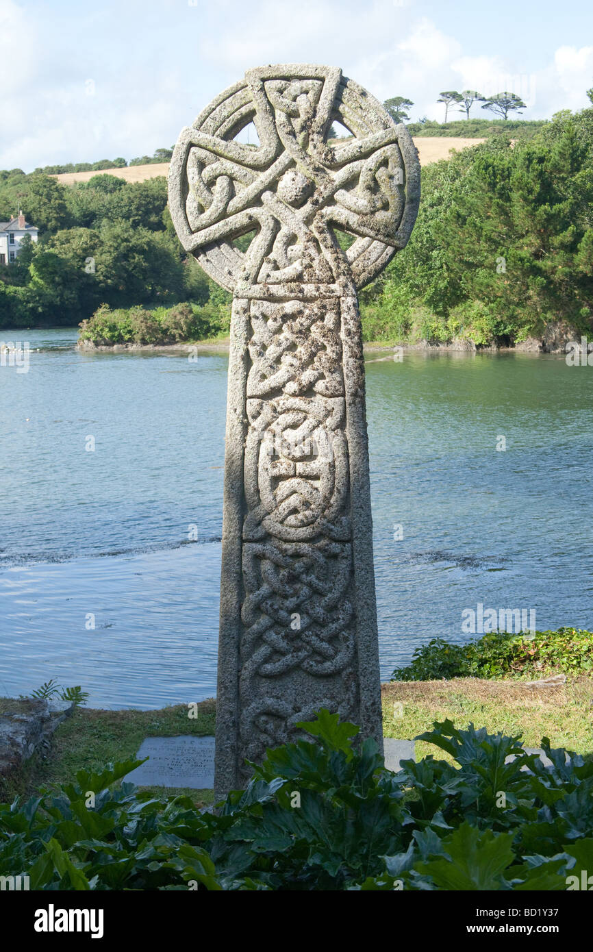 Celtic cross St Just church Cornwall England Stock Photo - Alamy