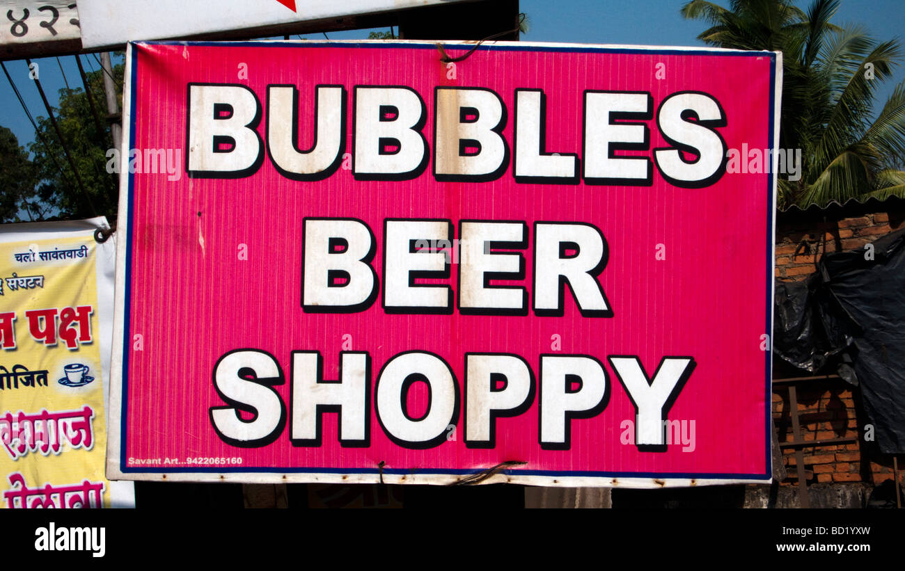 Bubbles Beer Shop sign Sawantvadi, Maharashtra, India Stock Photo - Alamy