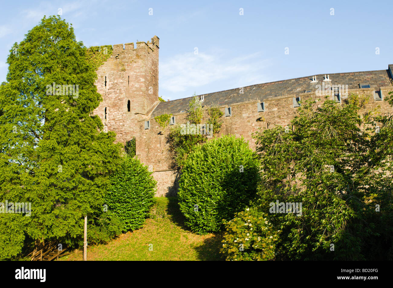 Brecon castle and gardens Stock Photo - Alamy