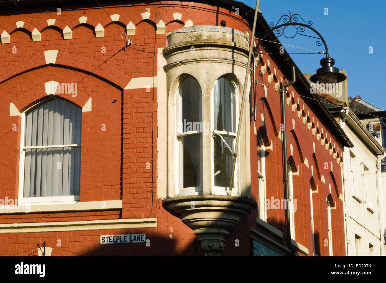 Corner of Steeple Lane and St Mary Street in Brecon town centre Stock ...