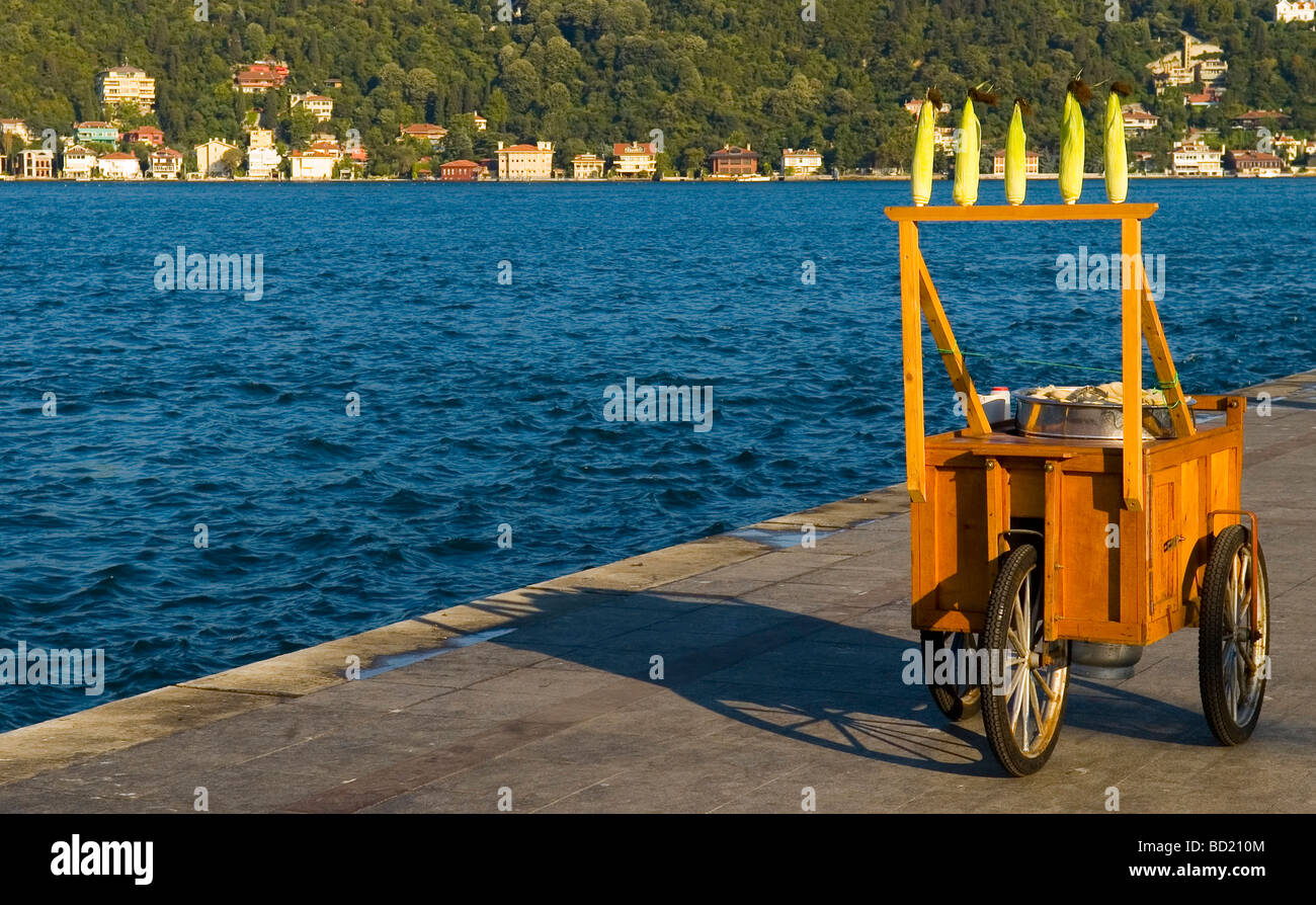 corn cart near the Bosphorus in Istanbul Turkey Stock Photo - Alamy
