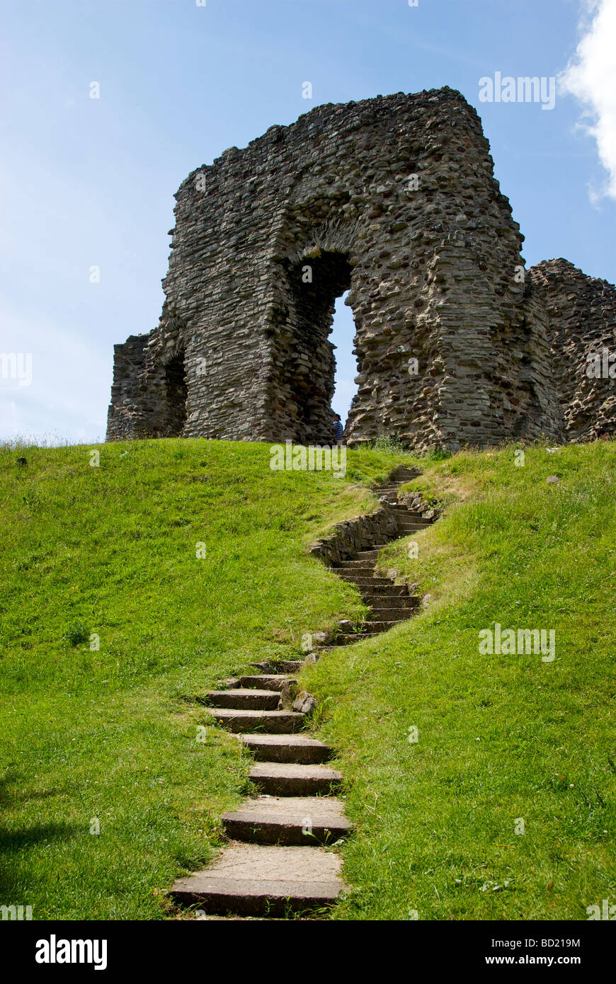 Christchurch Dorset UK Castle Mound Ruin Steps Stock Photo - Alamy