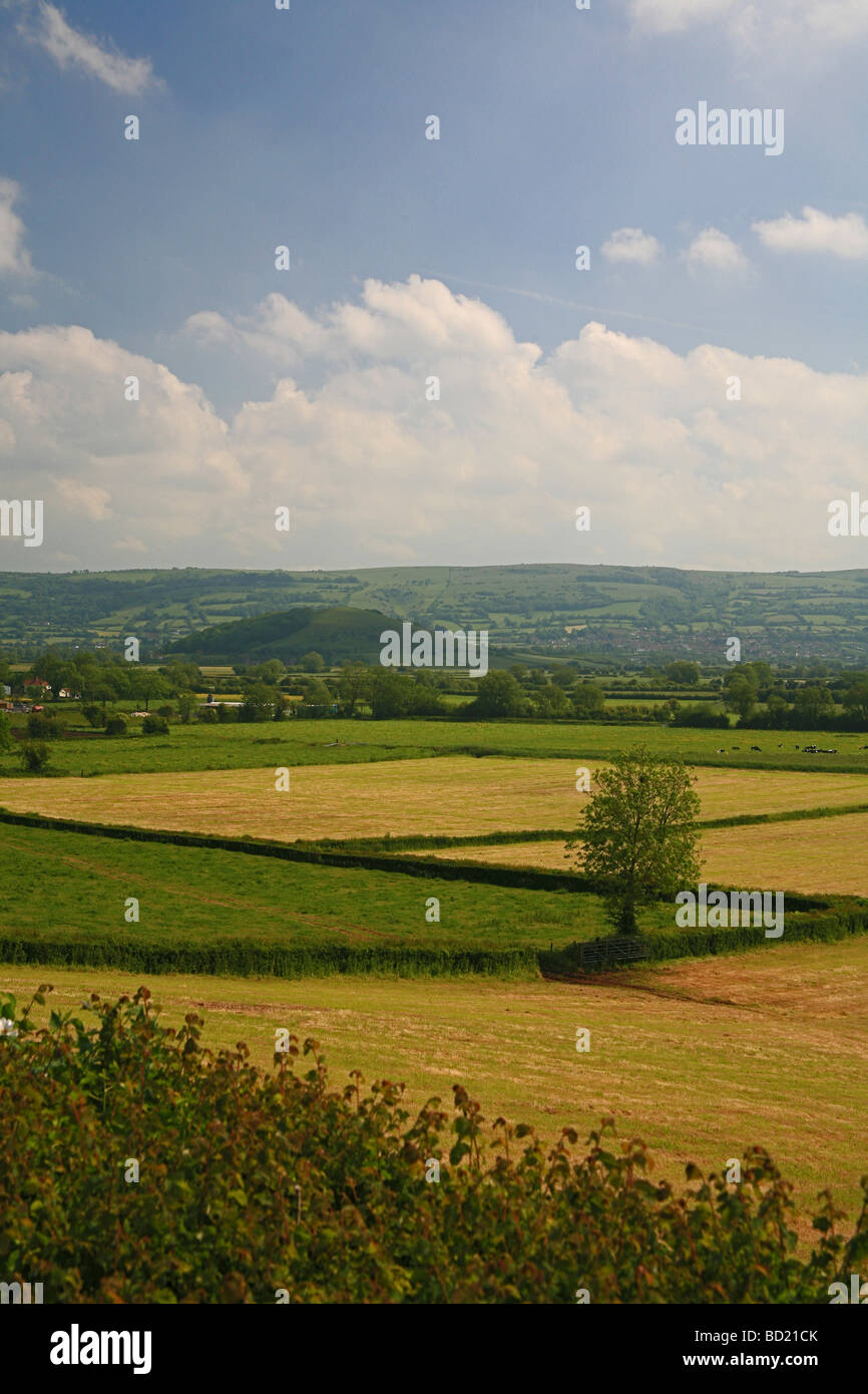 The Mendips Hills and Somerset Levels as seen from Wedmore, Somerset ...