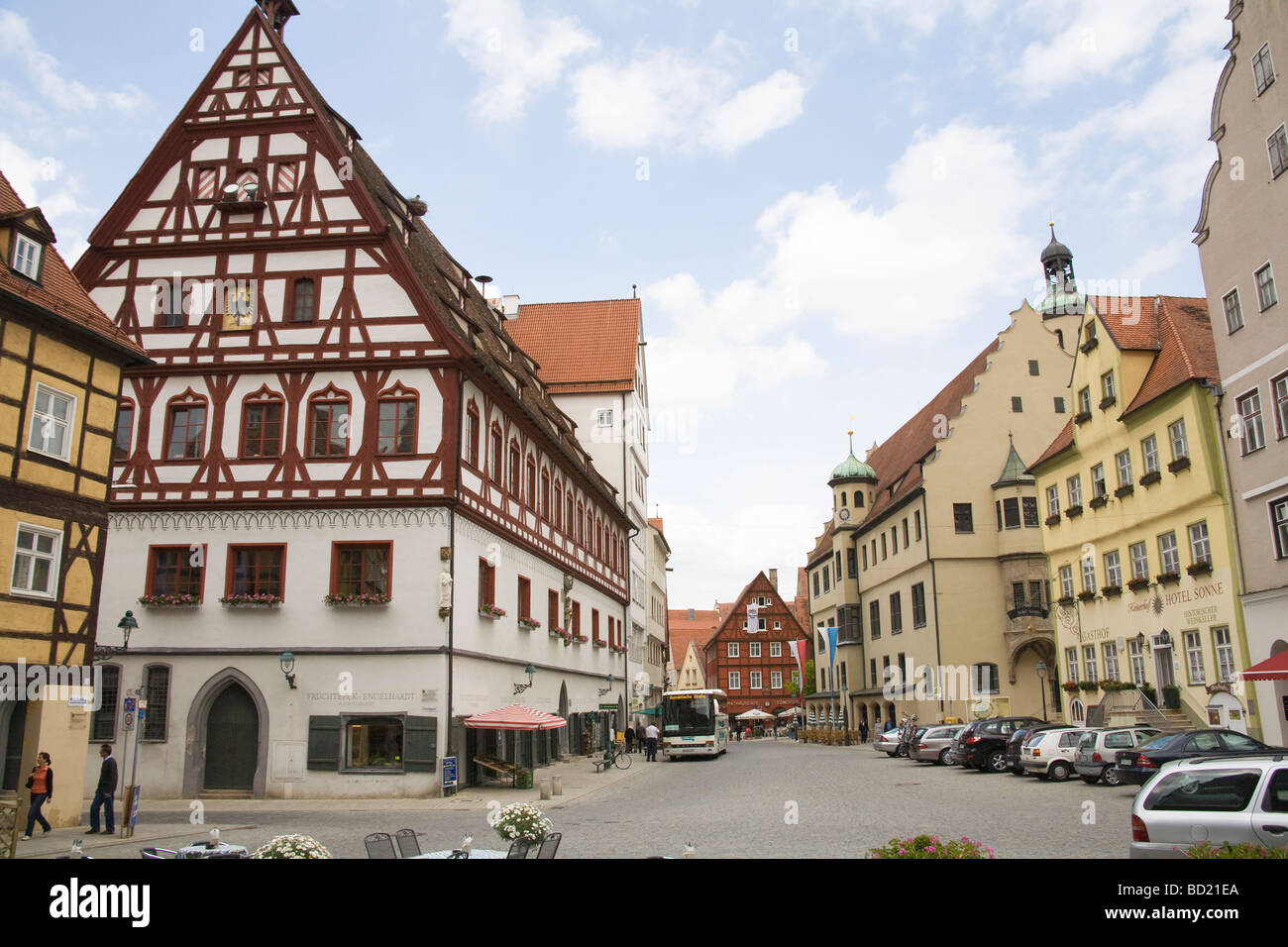 Nordlingen Bavaria Germany EU June Half timbered building housing Town Hall of this charming ...