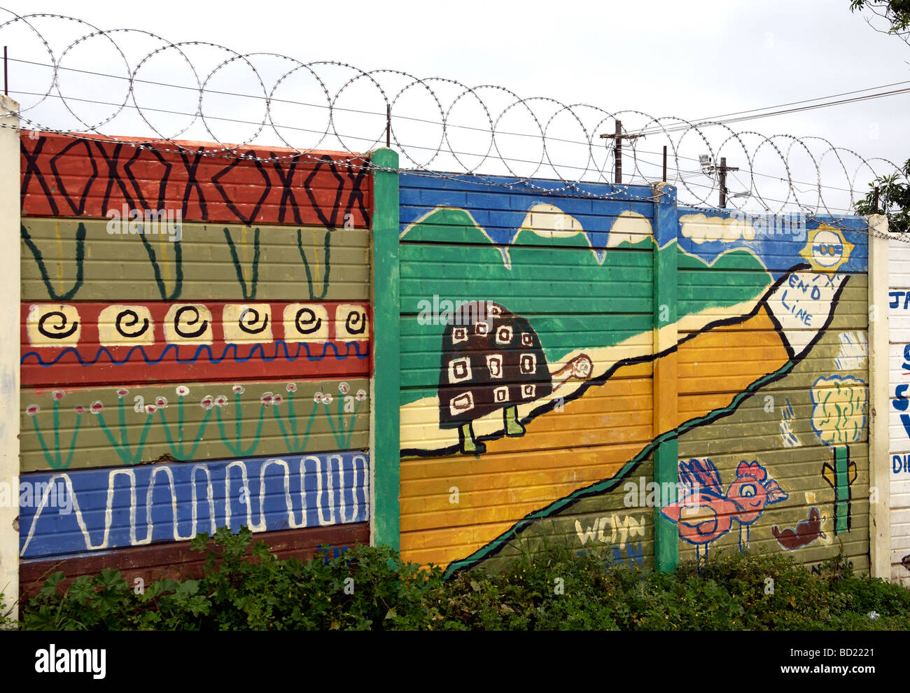 Graffiti on street walls in South African town of Swellendam, Overberg ...