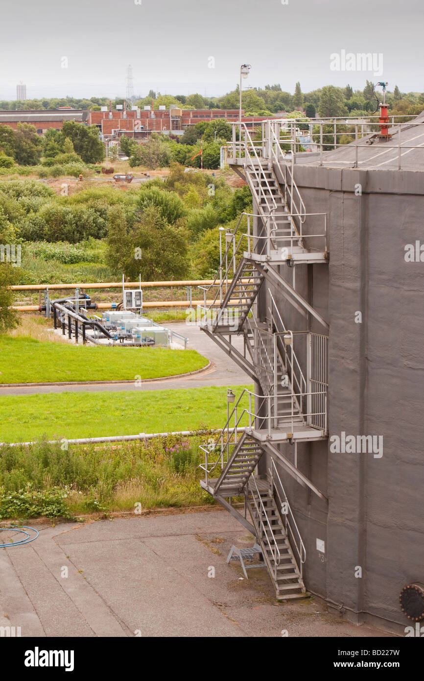 Biodigesters producing biogas at Daveyhulme sewage works in Manchester ...
