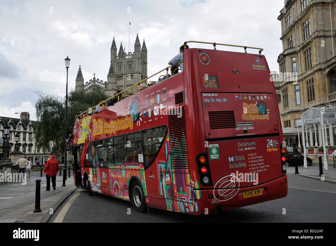 Open Air Sightseeing Bus In Bath City Centre Stock Photo - Alamy