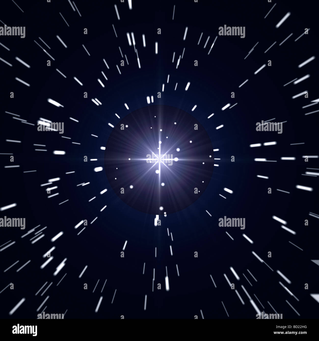 computer generated Evening Star surrounded by speeding stars Stock ...