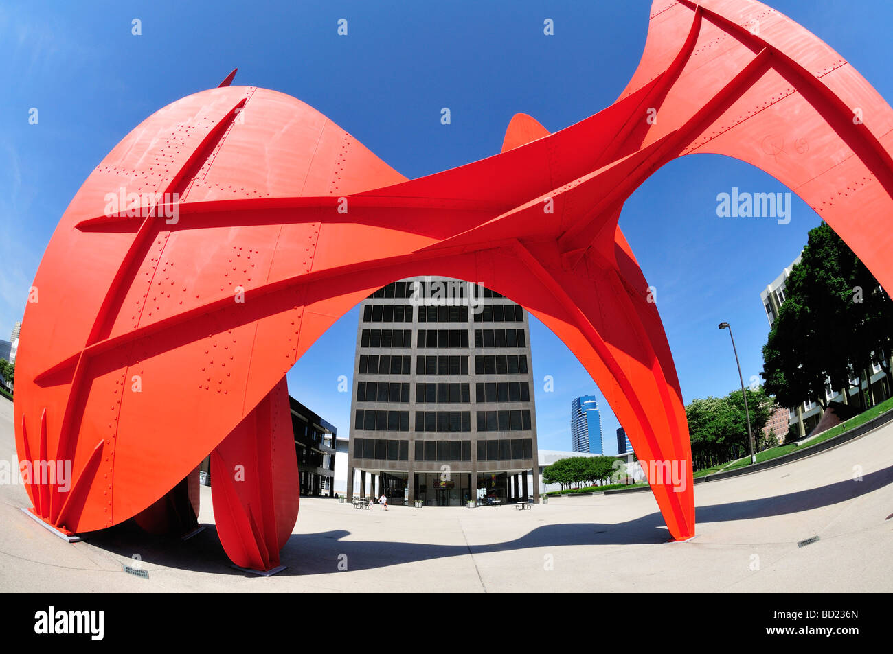 Grand Rapids City Hall on Calder Plaza. The giant red stabile, La ...