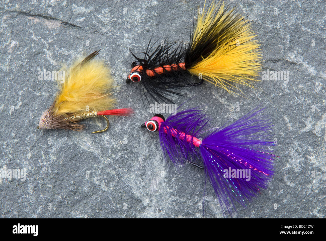 Three fresh water fishing flies Stock Photo - Alamy