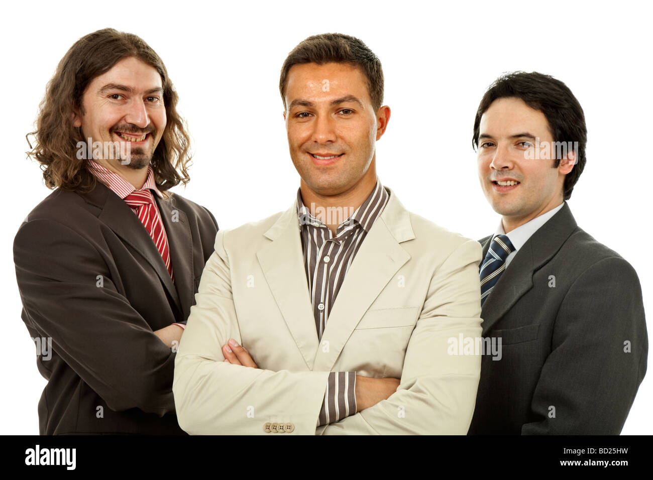 three business men isolated on white background Stock Photo - Alamy