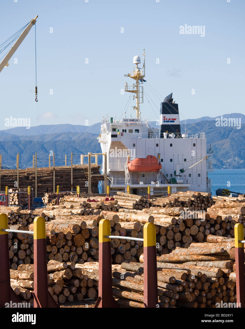 logs on wharf Stock Photo - Alamy