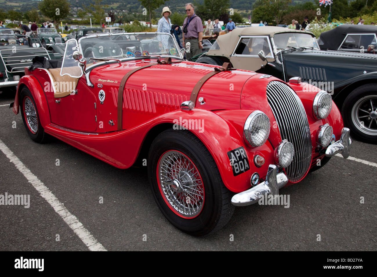 Red Morgan two seater sports car at centenary celebrations Cheltenham ...