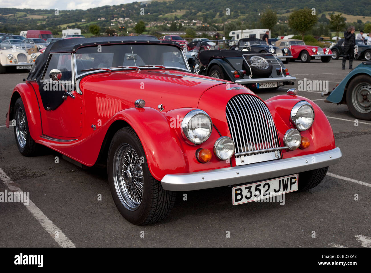 Red Morgan two seater sports car at centenary celebrations Cheltenham ...