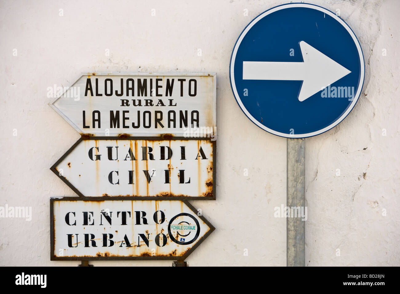 Road signs in Grazalema in the Parque Natural Sierra de Grazalema ...
