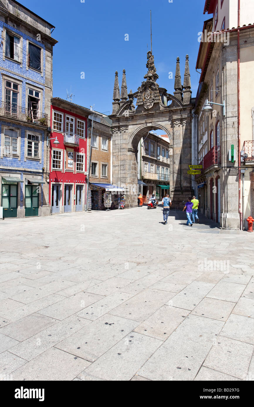 Arco da Porta Nova Gate in Braga, Portugal. A Baroque Monumental Arch ...
