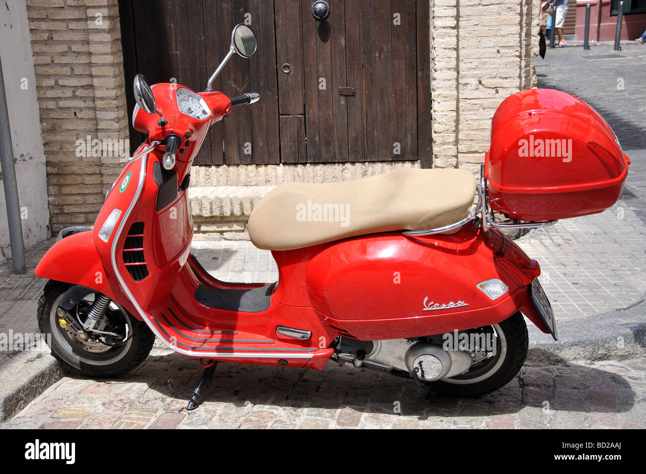 Red Vespa Scooter, Old Town, Cordoba, Cordoba Province, Andalucia ...