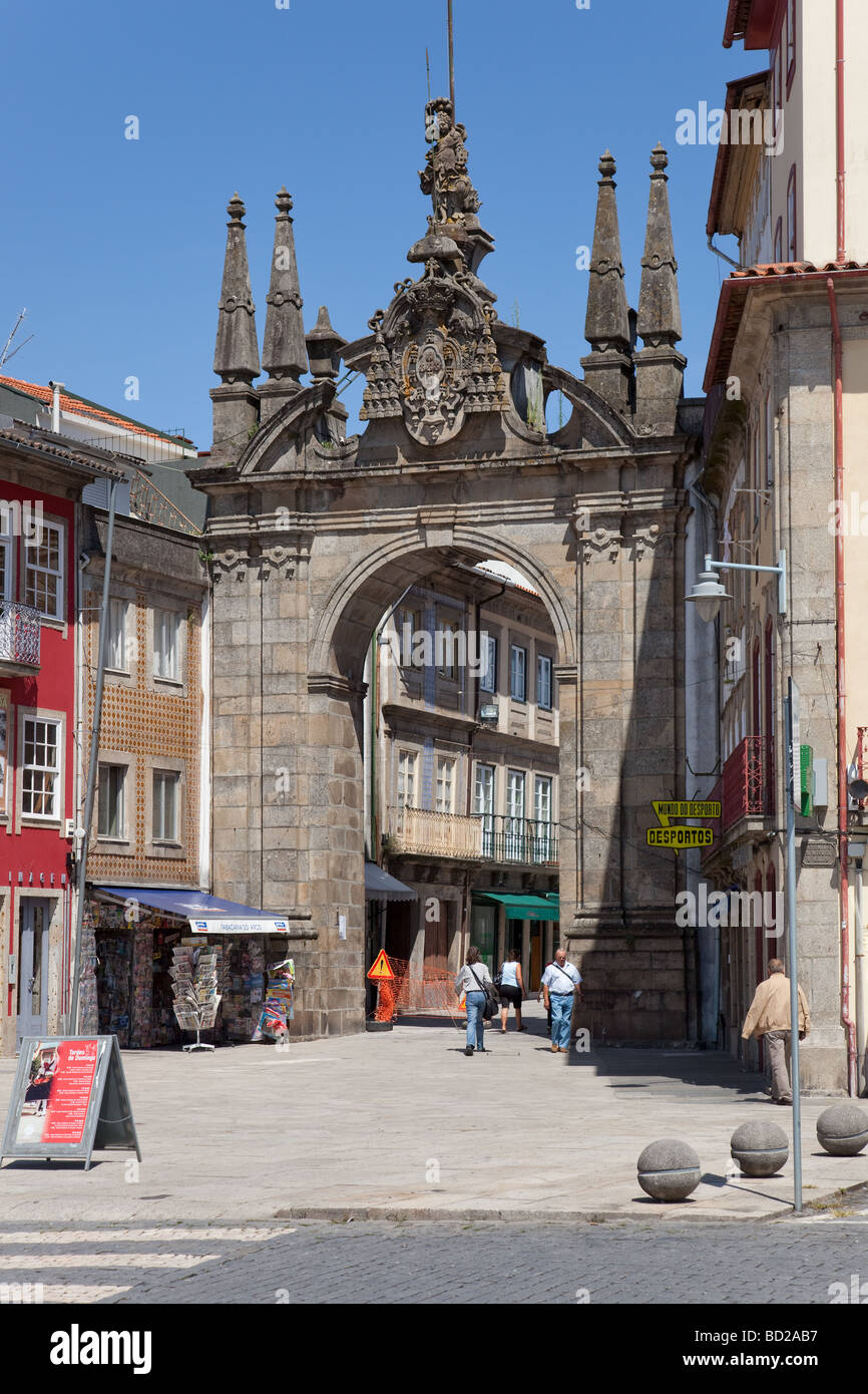 Arco da Porta Nova Gate in Braga, Portugal. A Baroque Monumental Arch ...
