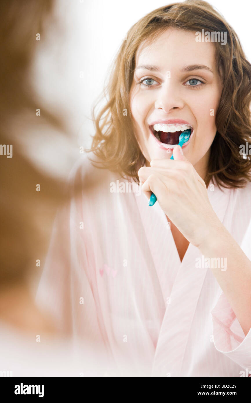 woman brushing teeth Stock Photo - Alamy