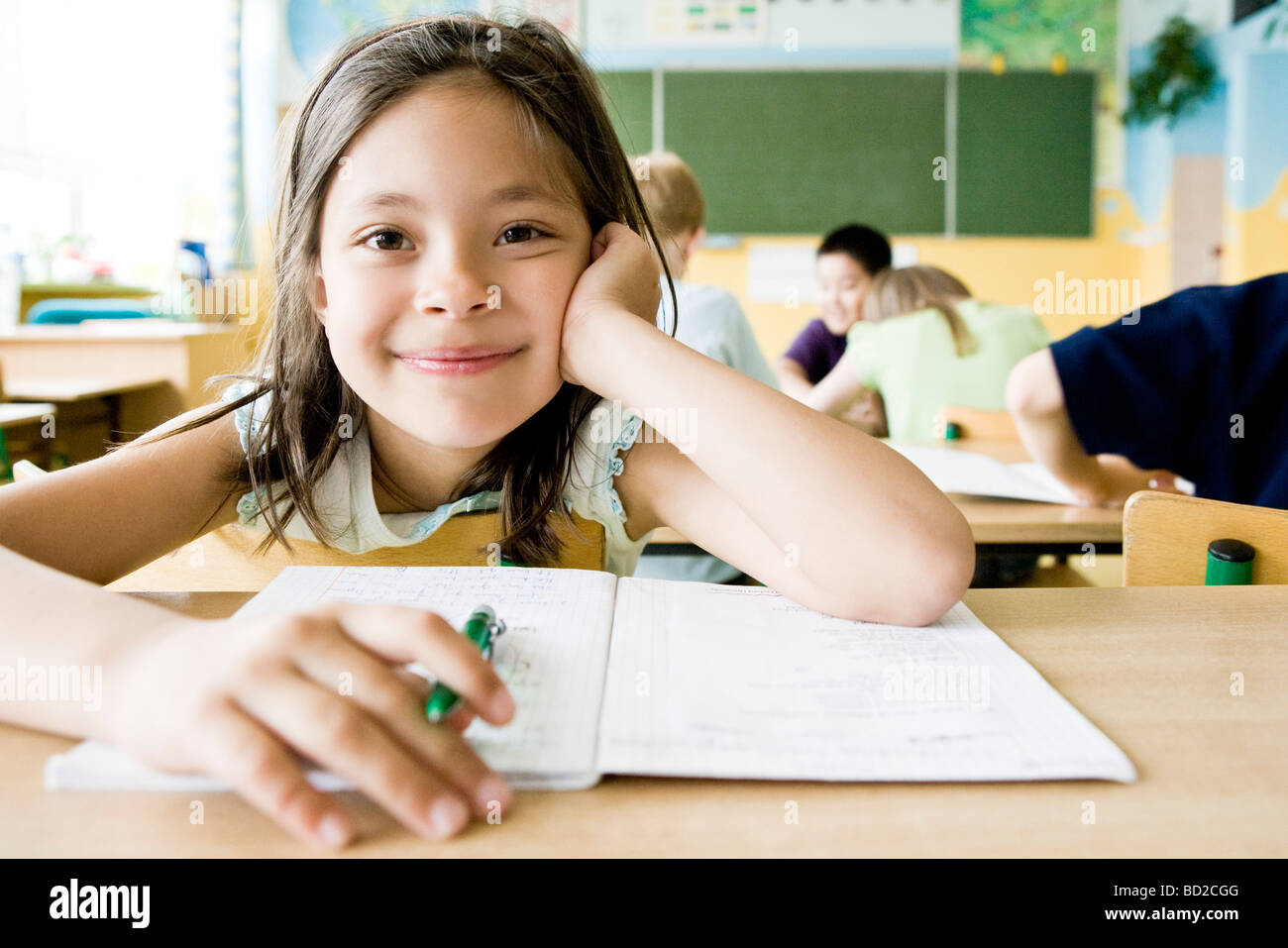 Student class school desk lesson notebook 1 person girl hi-res stock ...