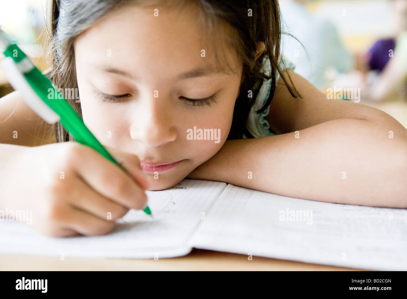 Student class school desk lesson notebook 1 person girl hi-res stock ...