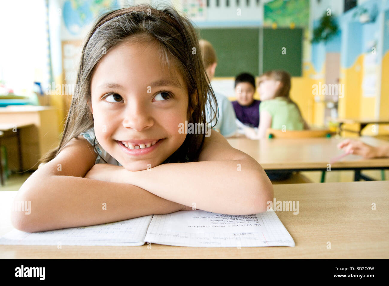 Student class school desk lesson notebook 1 person girl hi-res stock ...