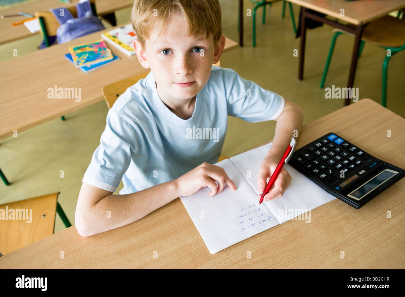School Boy At School Desk High Resolution Stock Photography and Images ...