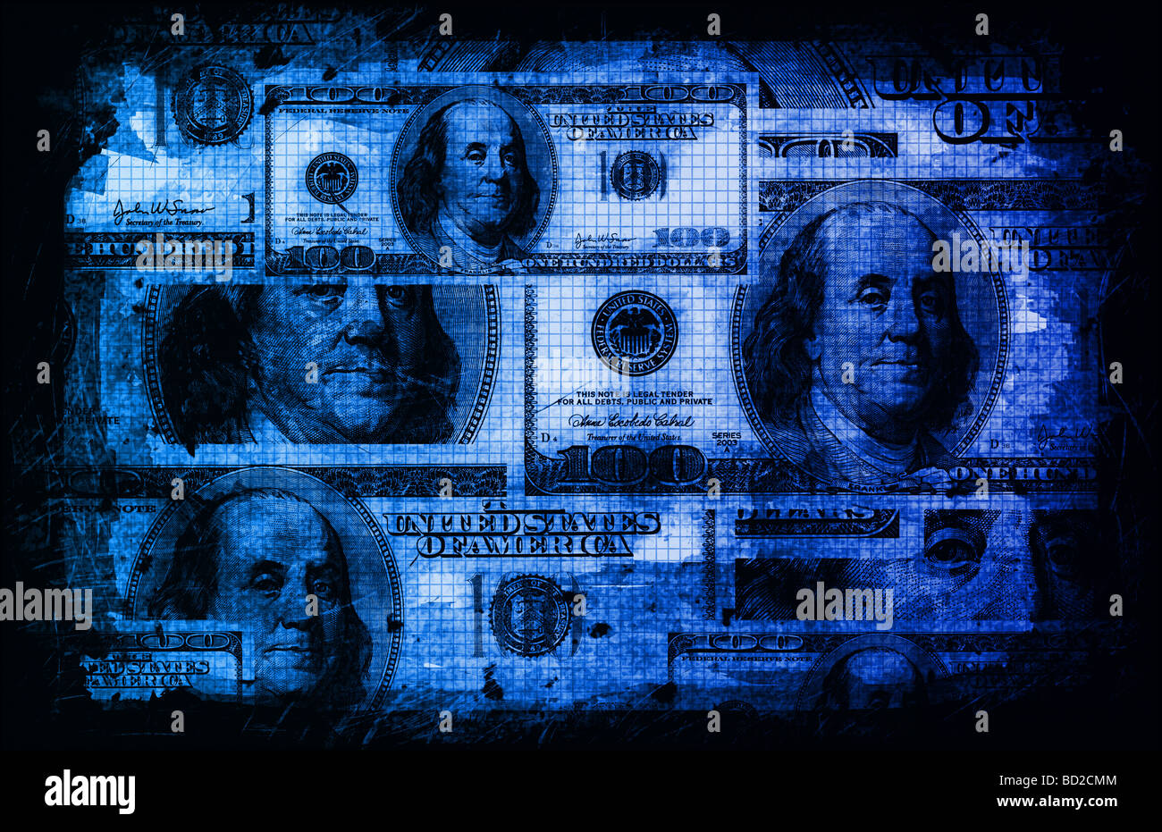 US Dollar Abstract Currency Notes in Blue Stock Photo - Alamy