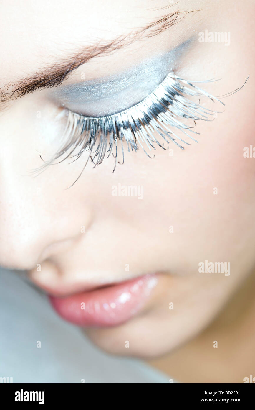 Young woman with silver make up Stock Photo - Alamy